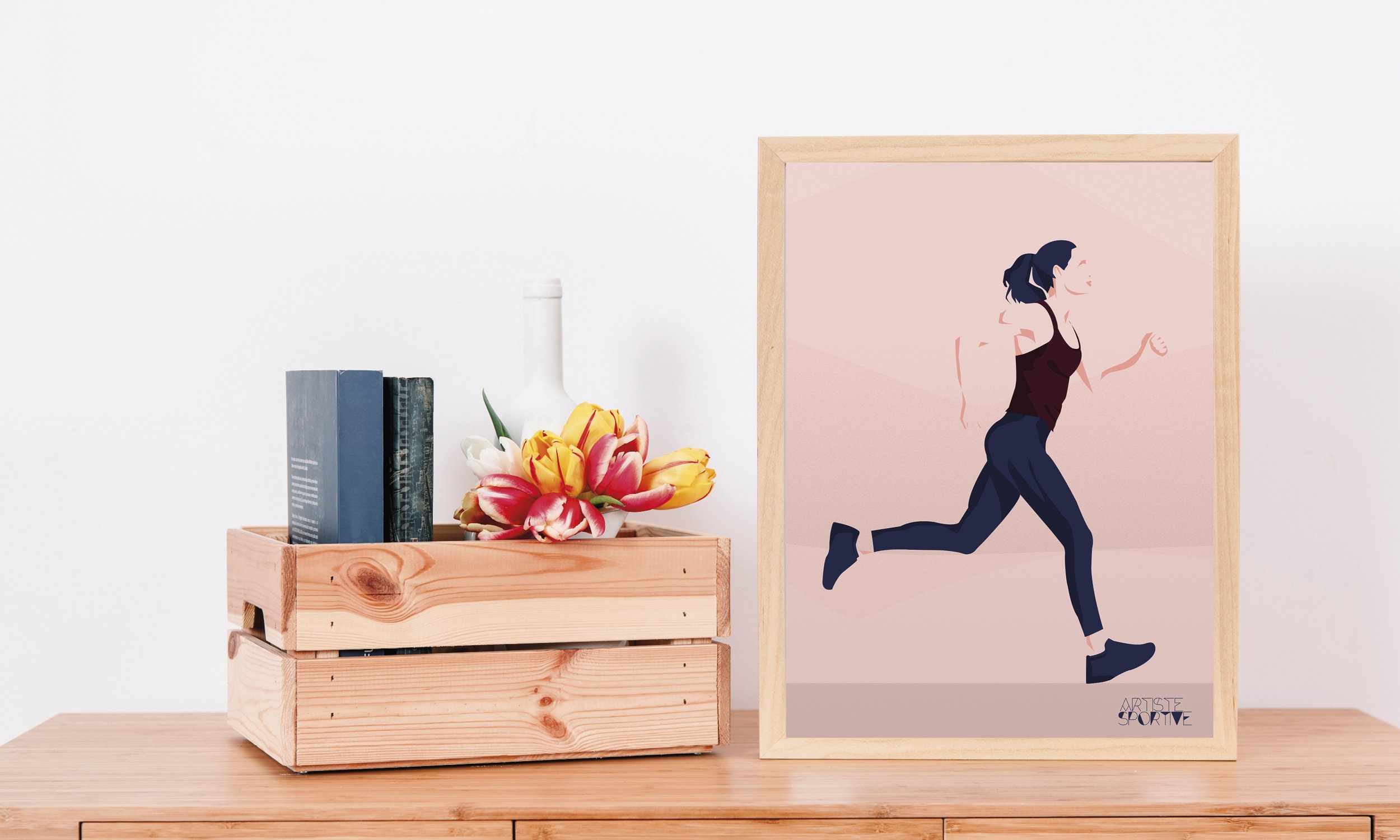 Woman Running Poster Gift Illustration for Girl Runner or Jogger or ...