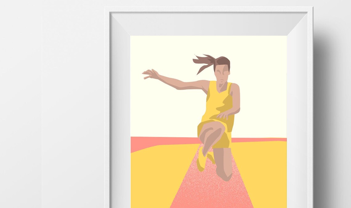 Girl Athletics Jump Poster Gift Illustration for Female Athlete or ...