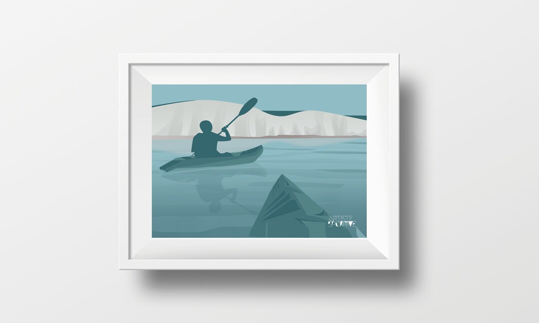 Canoe Kayak Poster Gift Illustration for Kayaker Birthday or Canoe ...