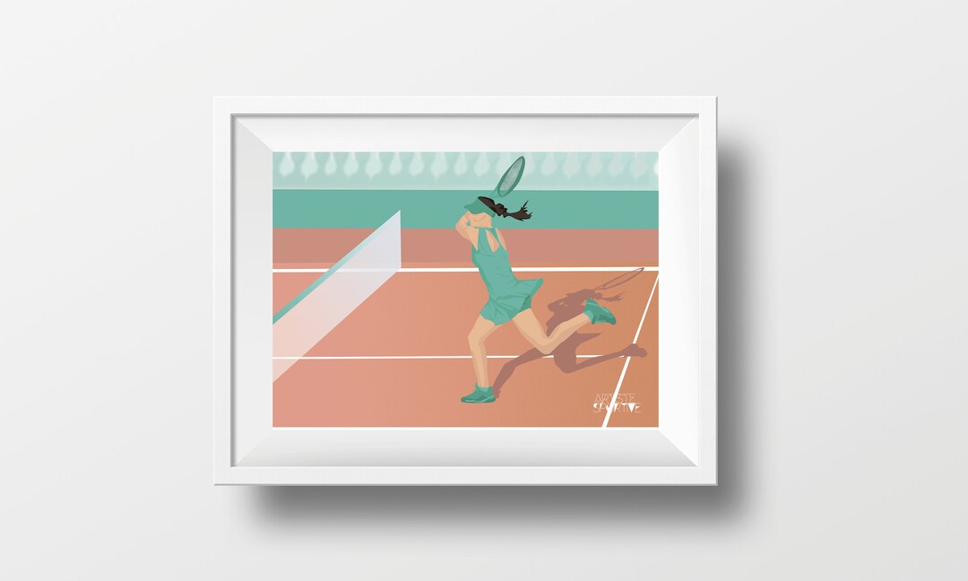 Female Tennis Poster Gift Illustration for Woman Tennis or Girl Tennis ...