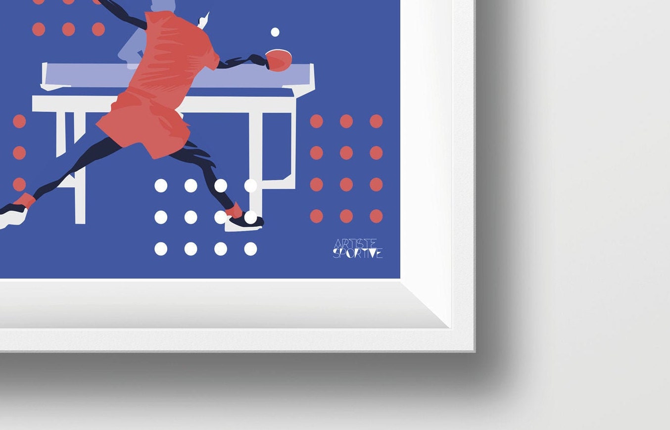 Table Tennis Poster Gift Illustration for Ping Pong Player or Table ...