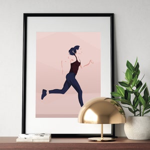 Woman Running Poster Gift Illustration for Girl Runner or Jogger or ...