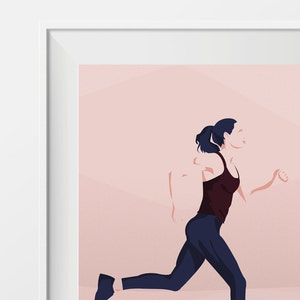 Woman Running Poster Gift Illustration for Girl Runner or Jogger or ...