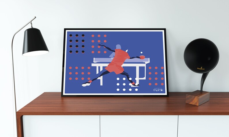 Table Tennis Poster Gift Illustration for Ping Pong Player or Table ...