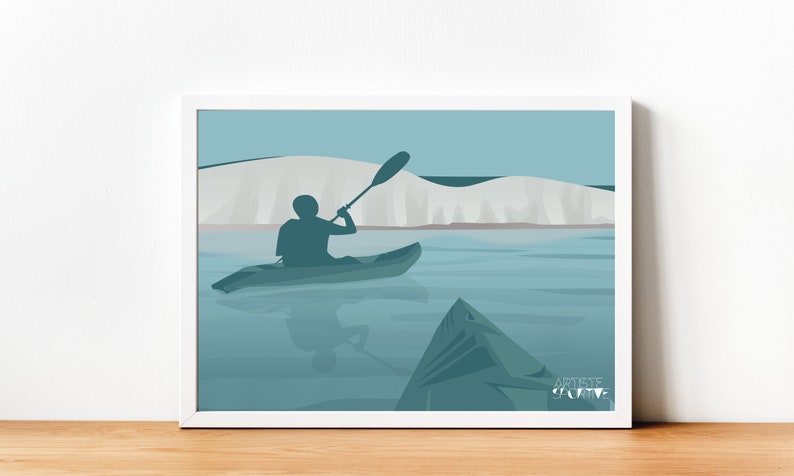 Canoe Kayak Poster Gift Illustration for Kayaker Birthday or Canoe ...