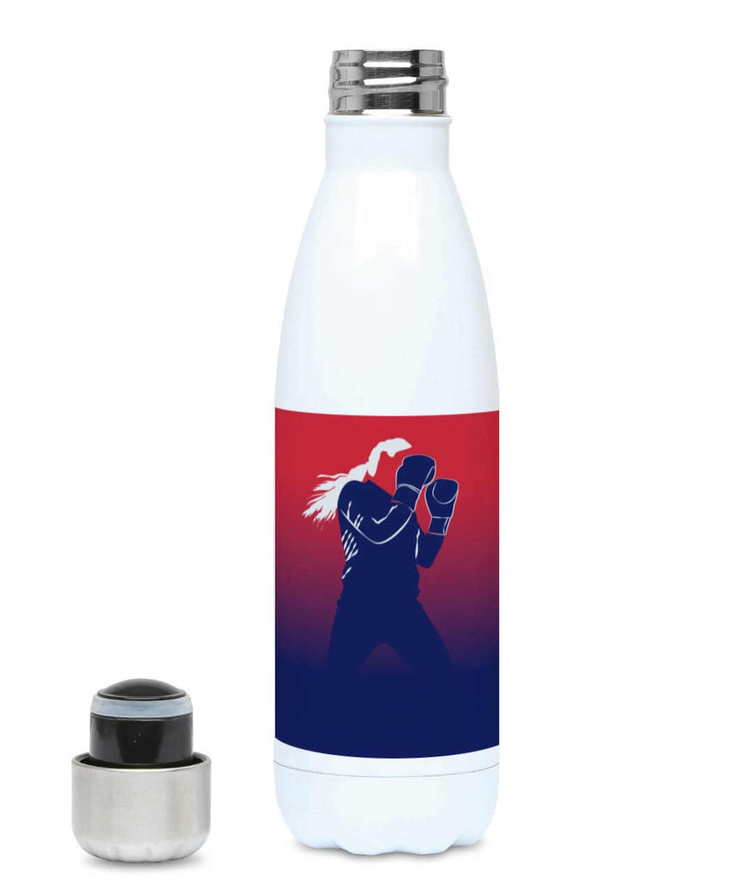 Personalized Boxing Water Bottle: Red & Blue Woman Boxer Gift - Etsy