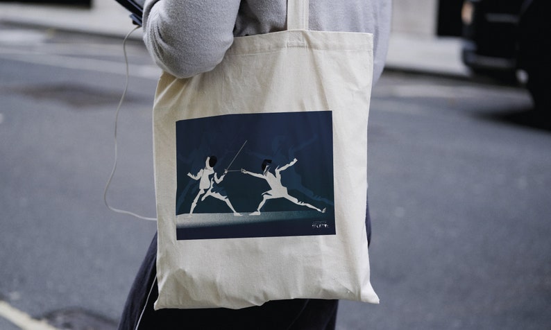 Fencing Tote Bag Gift in Blue for a Fencer or Fencing Coach for a ...