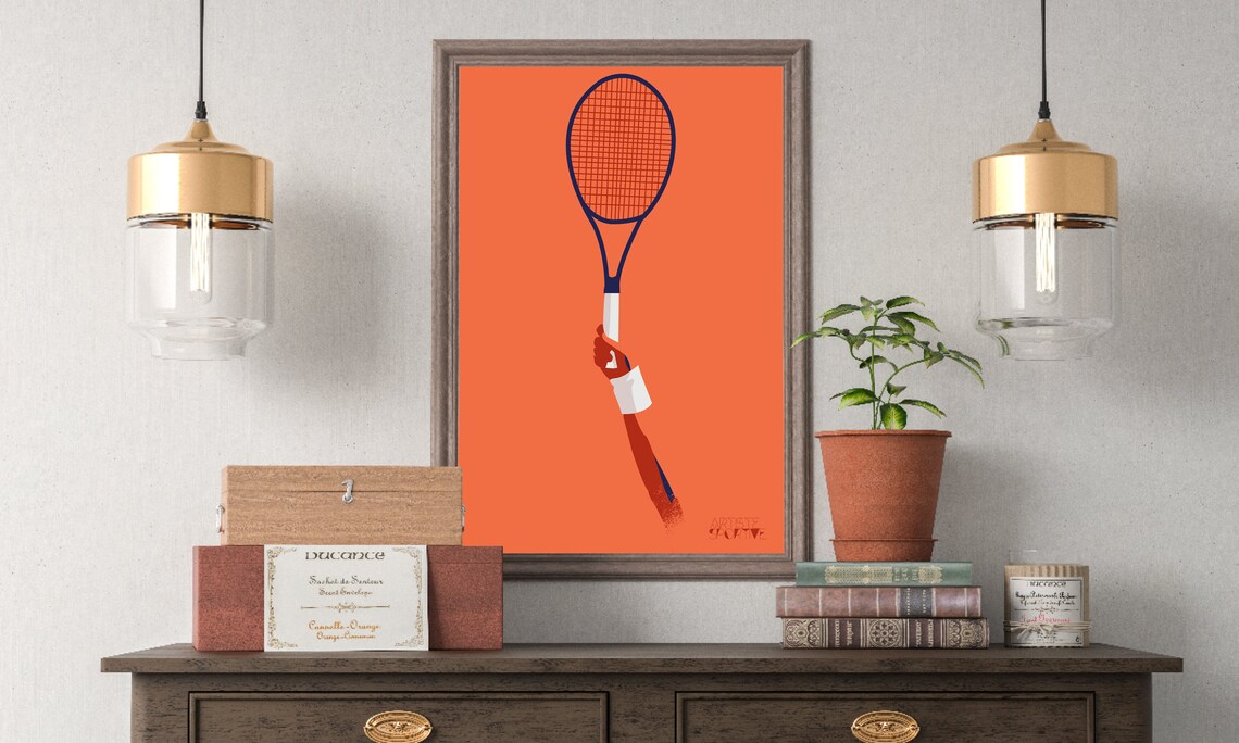 Tennis Racquet Poster Gift Illustration for Tennisman or - Etsy