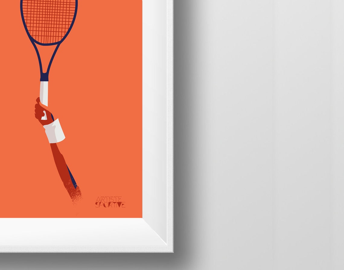 Tennis Racquet Poster Gift Illustration for Tennisman or - Etsy