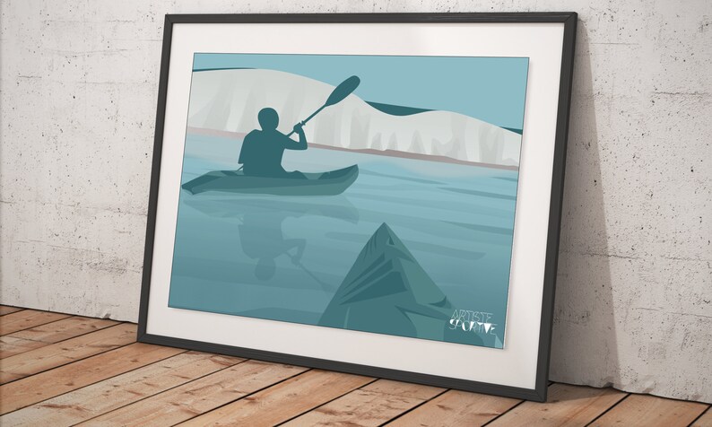 Canoe Kayak Poster Gift Illustration for Kayaker Birthday or Canoe ...
