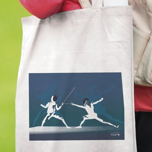 Fencing Tote Bag Gift in Blue for a Fencer or Fencing Coach for a ...