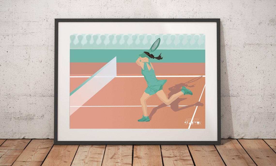 Female Tennis Poster Gift Illustration for Woman Tennis or - Etsy