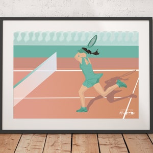 Female Tennis Poster Gift Illustration for Woman Tennis or Girl Tennis ...
