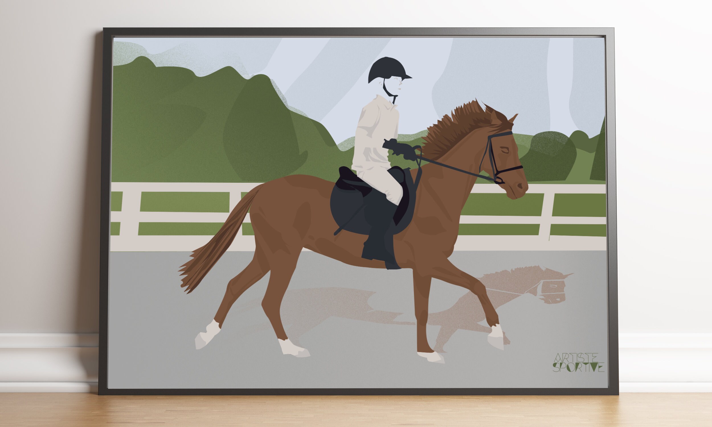 Horse Riding Poster Gift Illustration for Horse Rider or Horse Riding ...