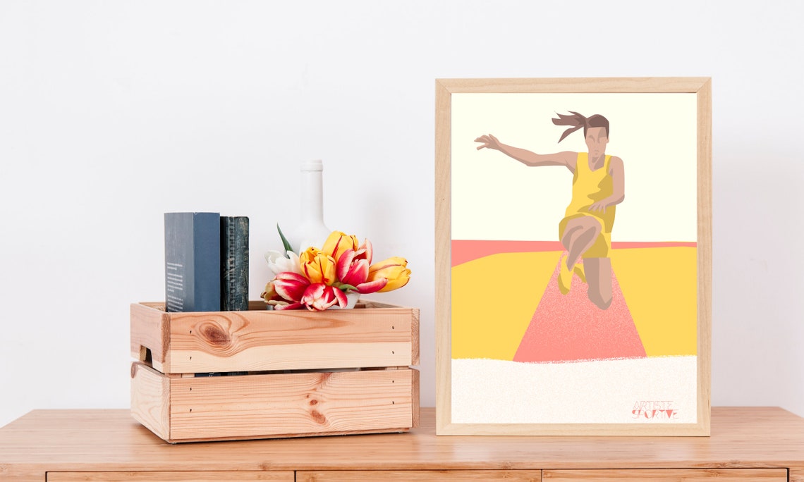 Girl Athletics Jump Poster Gift Illustration for Female Athlete or ...