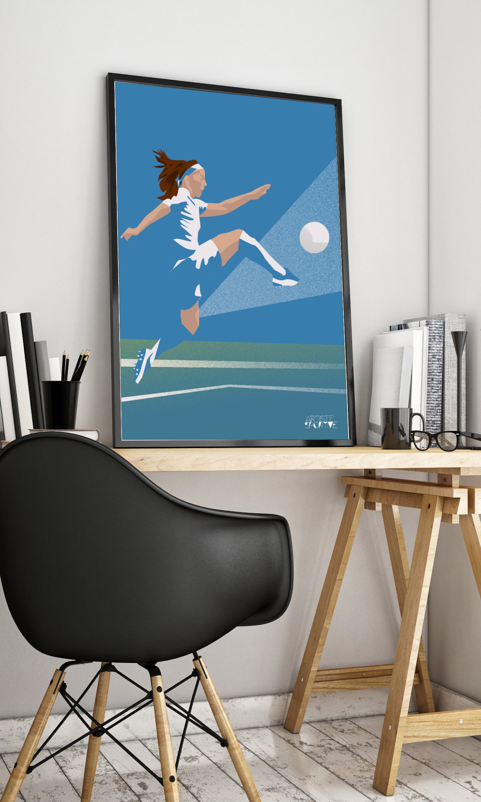 Woman Football Poster Gift Illustration for Girl or Teen Soccer Player ...