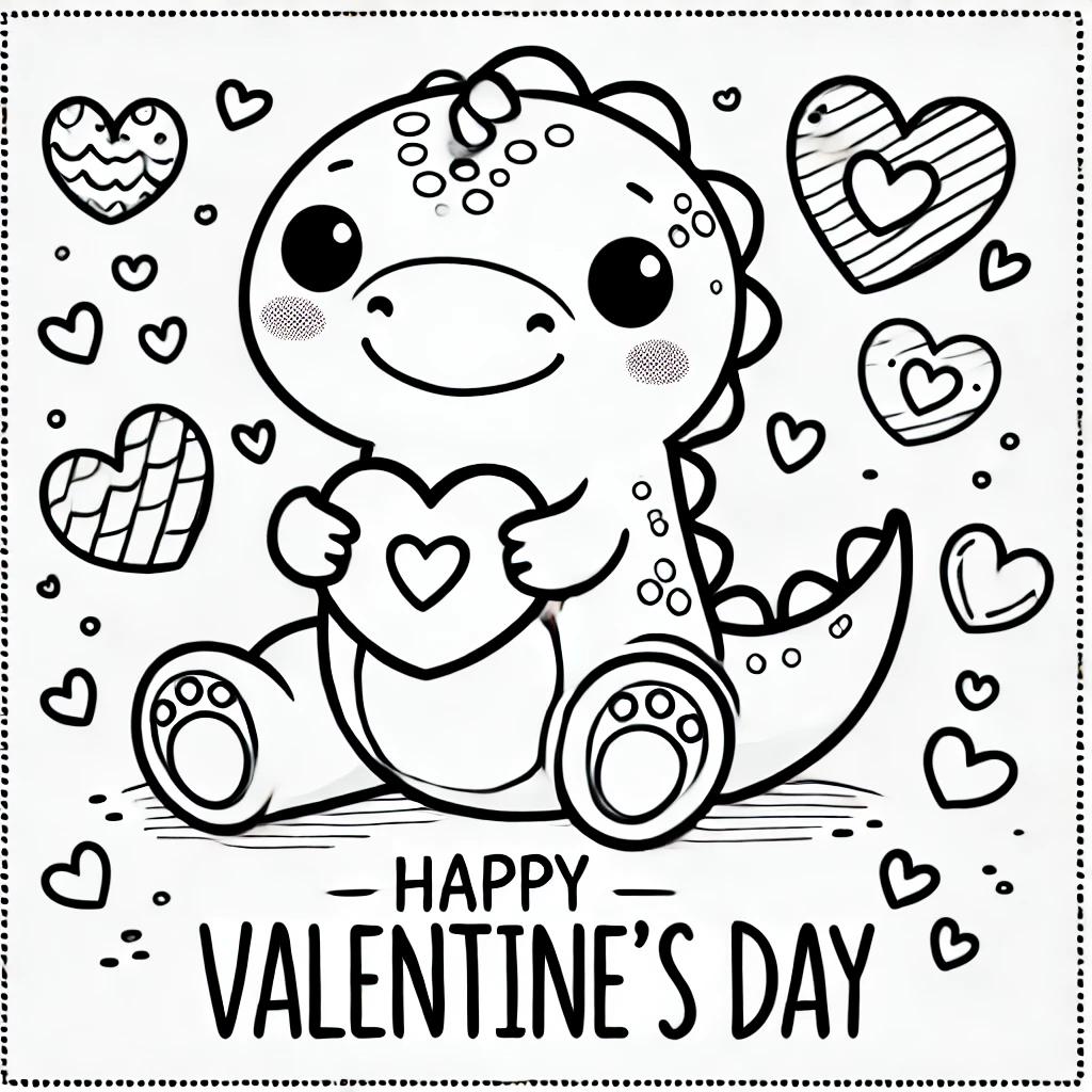 Happy Valentines Day - Dinosaurs - Coloring Pages - Etsy