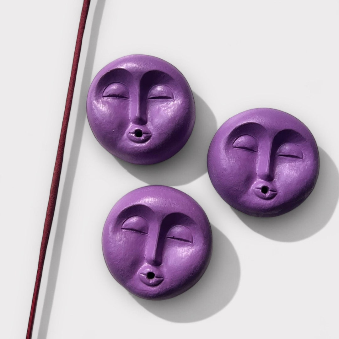 Mini Moon Face Incense Holder, Concrete Decor, Celestial Decor ...