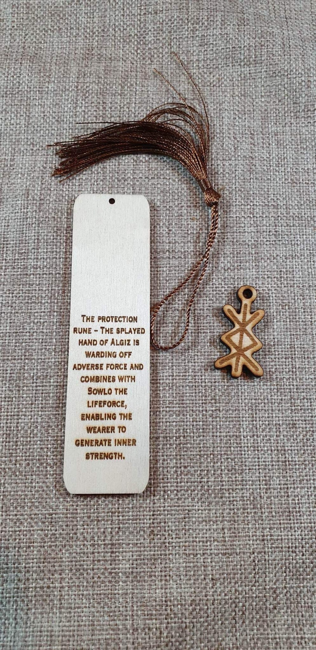 Protection Rune Wooden Bookmark and Charm - Etsy