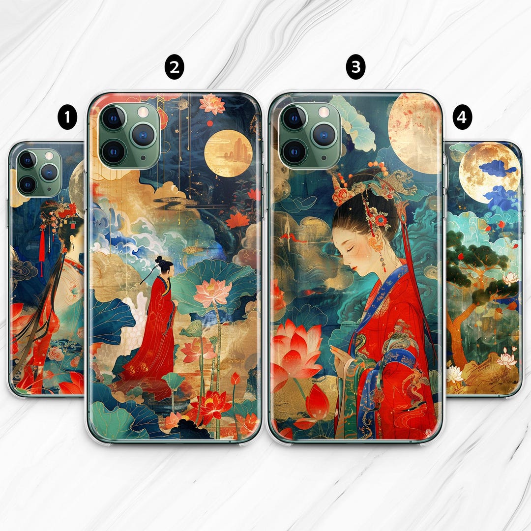 Geisha Moon Art Phone Case: Samsung, Iphone, Pixel - Etsy
