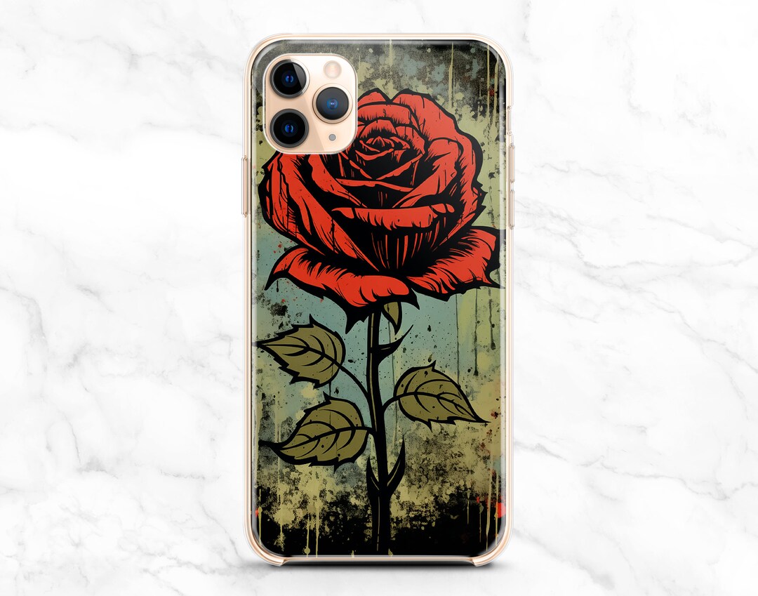 Graffiti Red Rose Phone Case: Grunge Street Art Design - Etsy