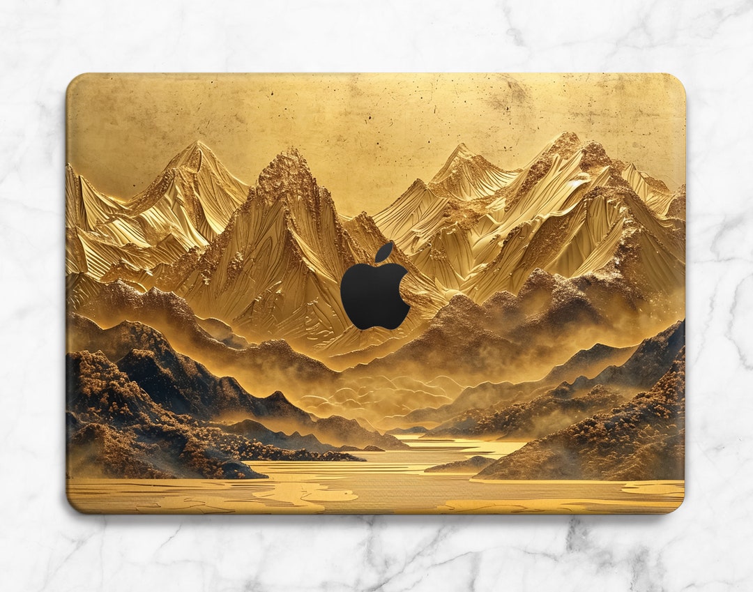 Gold Print Mountain MacBook Pro 16 14 15 Inch Watercolor Fujiyama Japan ...