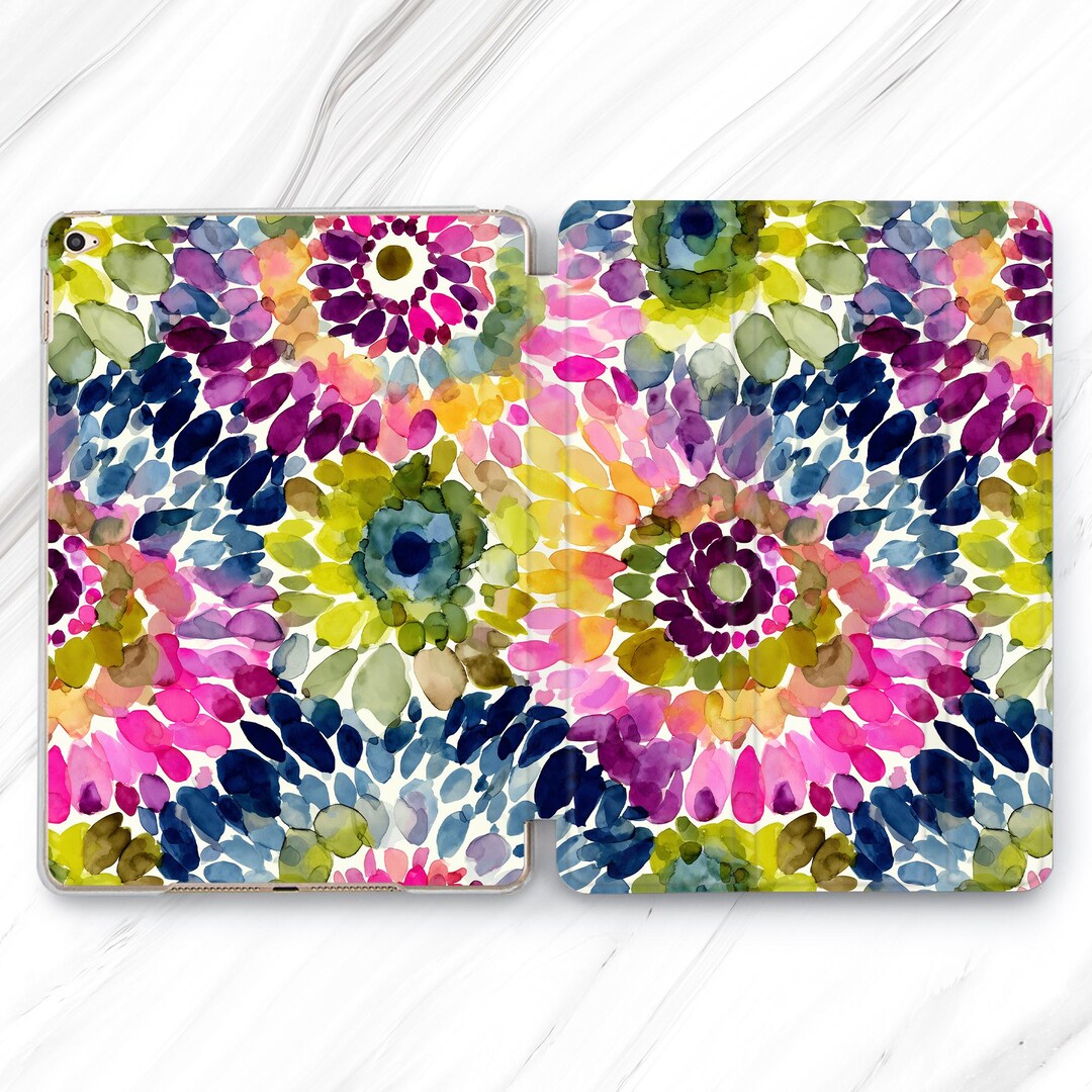 Colorful Floral Tie Dye iPad Case: Boho Flower Tablet Cover, Hippie ...