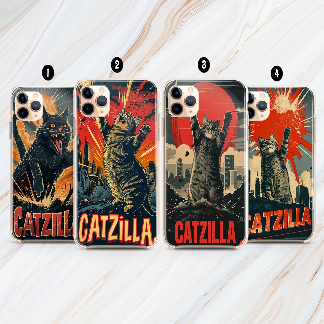 Catzilla Cute Cat Case iPhone 15 Pro Max 14 13 12 Xr Kitty Kitten ...