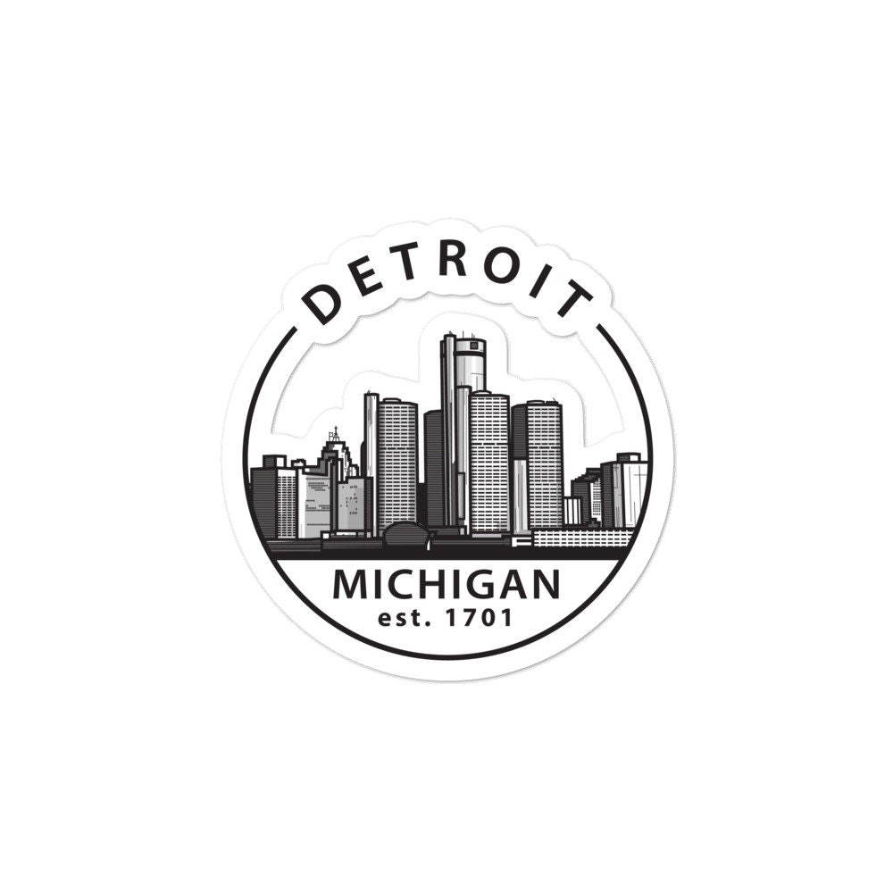 Detroit Michiga Stickers Detroit Michigan Kiss Cut Stickers Detroit ...