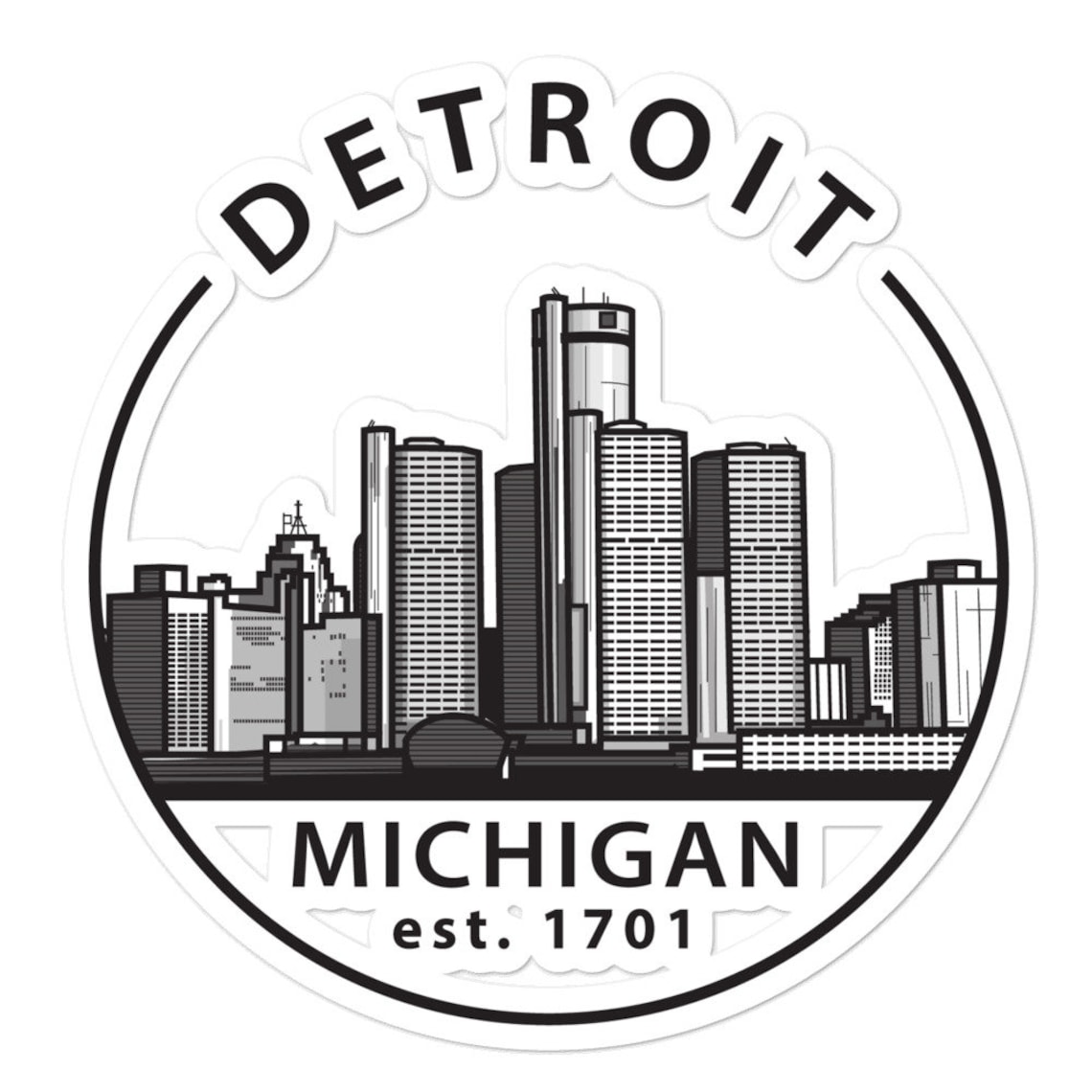 Detroit Michiga Stickers Detroit Michigan Kiss Cut Stickers Detroit ...