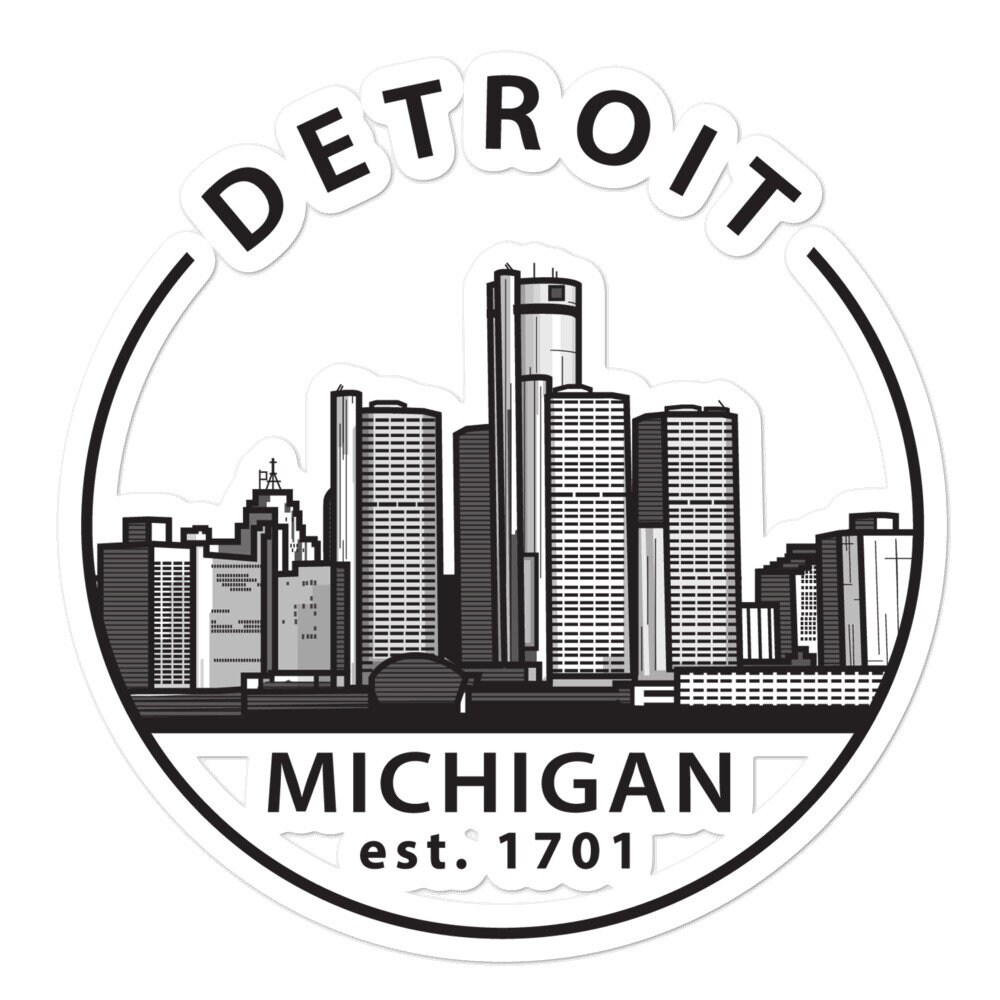 Detroit Michiga Stickers Detroit Michigan Kiss Cut Stickers Detroit ...