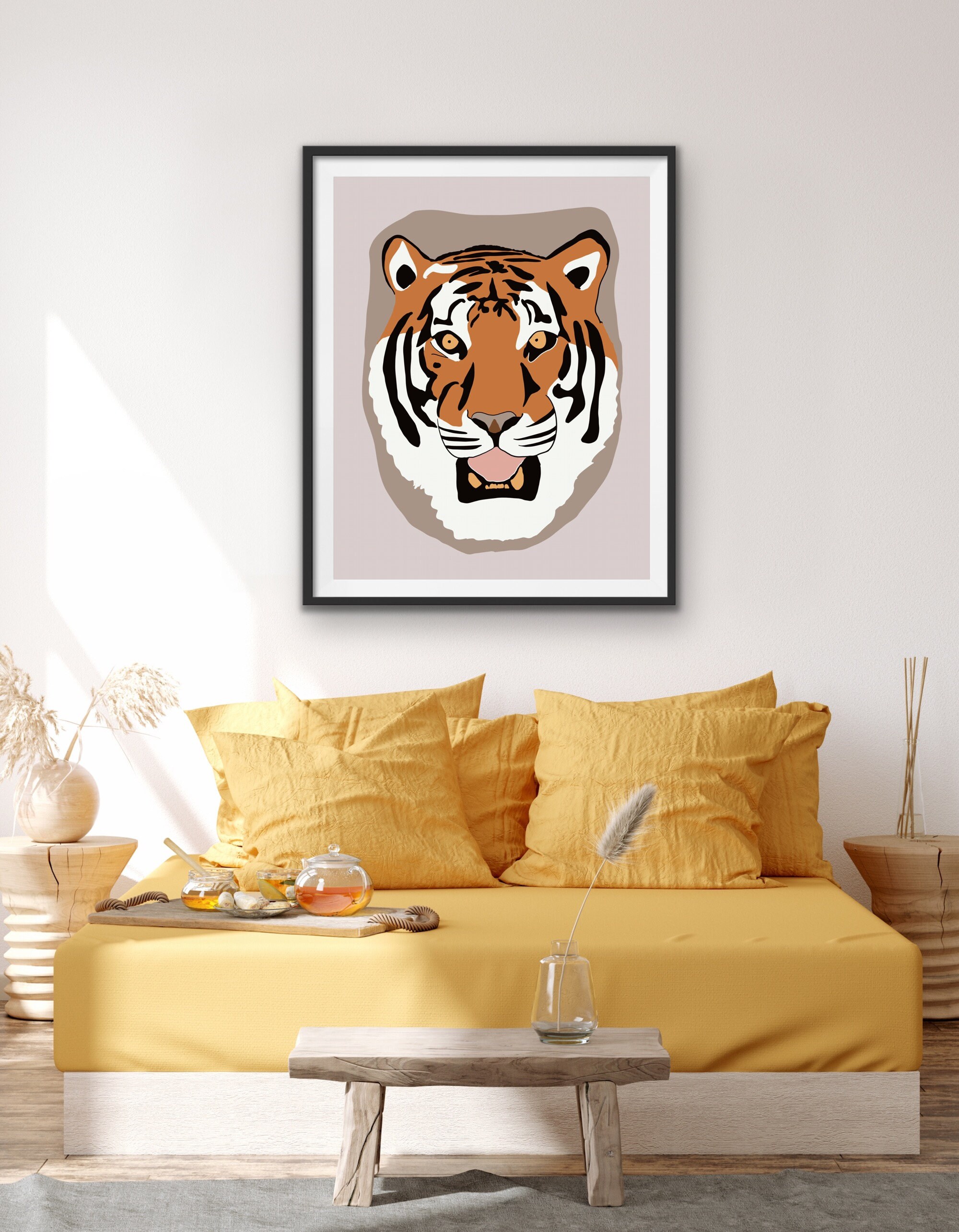 Tiger Art Digital Art Minimal Print Abstract Art Drawing | Etsy