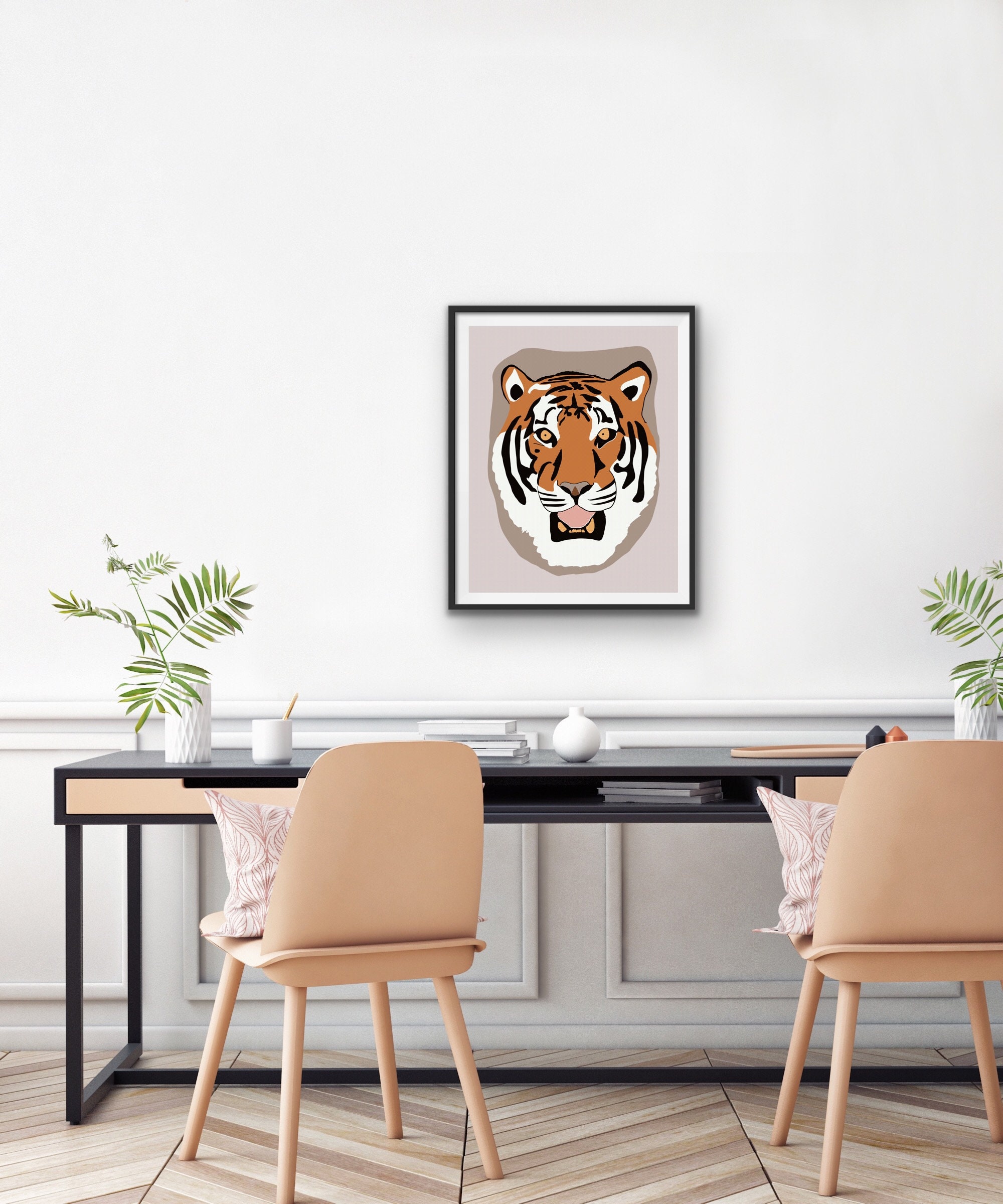 Tiger Art Digital Art Minimal Print Abstract Art Drawing | Etsy