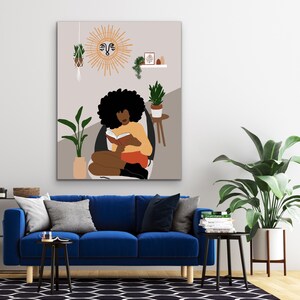 Afro Woman Reading Book Poster Print , Book Lover Art, Black Woman Art ...