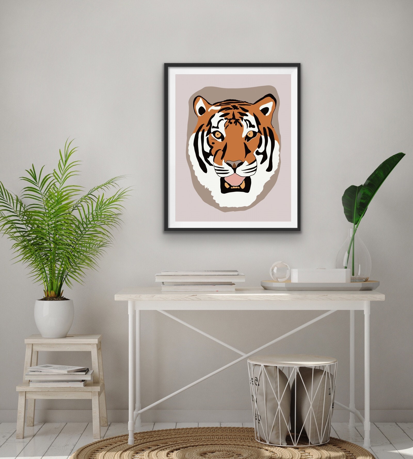 Tiger Art Digital Art Minimal Print Abstract Art Drawing | Etsy