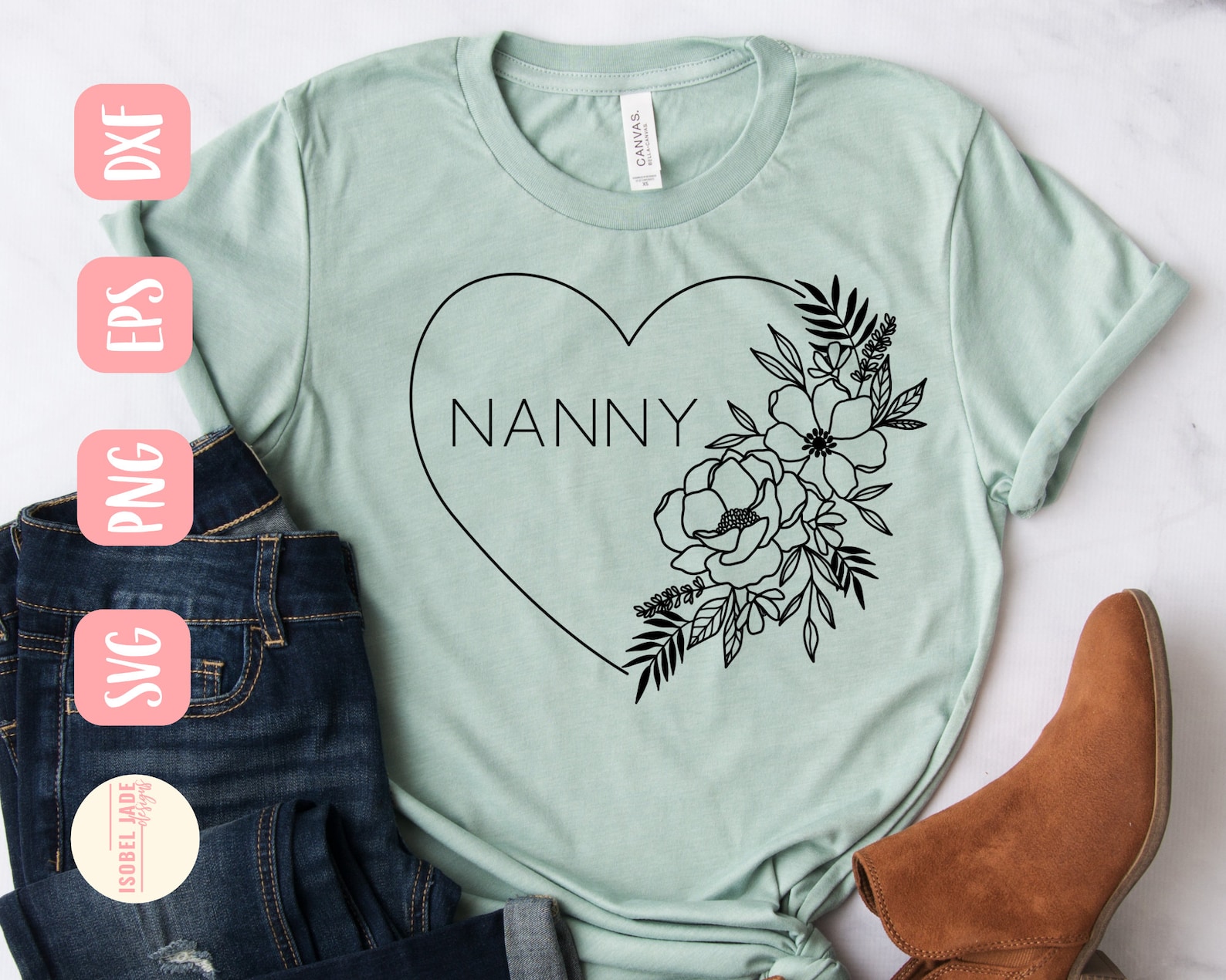 Nanny Heart Svg, Nanny Svg, Flowers Svg, Best Nanny Svg, Most Loved ...