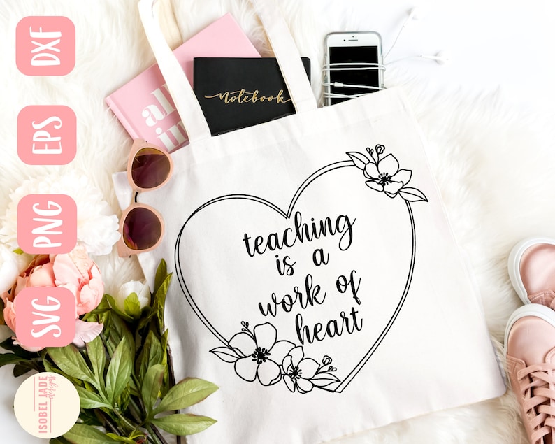 Teacher Svg Teaching is a Work of Heart Svg Heart Svg | Etsy