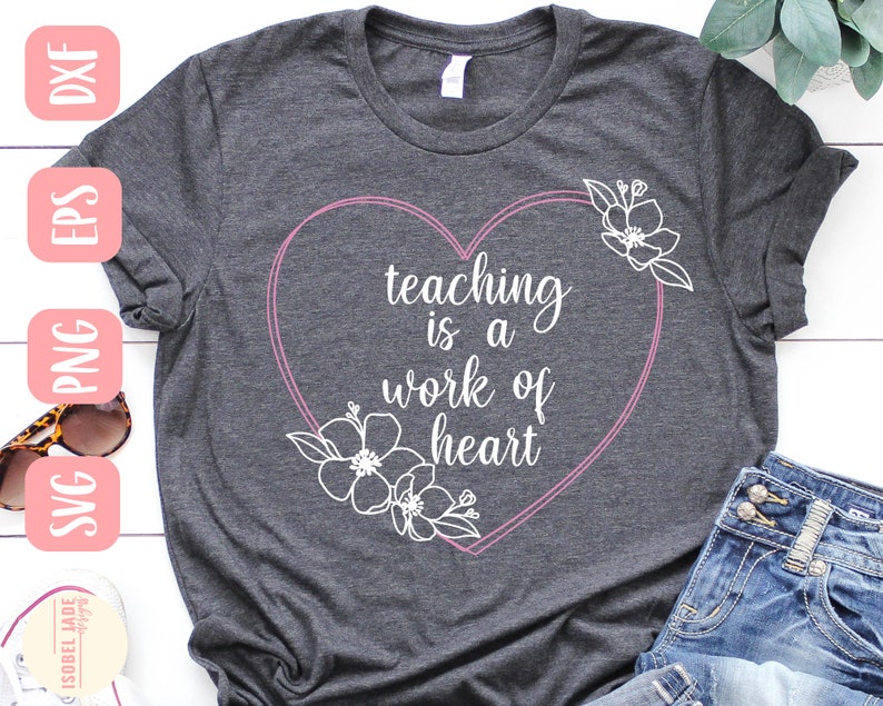 Teacher Svg Teaching is a Work of Heart Svg Heart Svg | Etsy