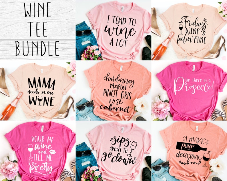Wine SVG Bundle Wine Mama Tee Bundle Wine Lover Shirt SVG | Etsy