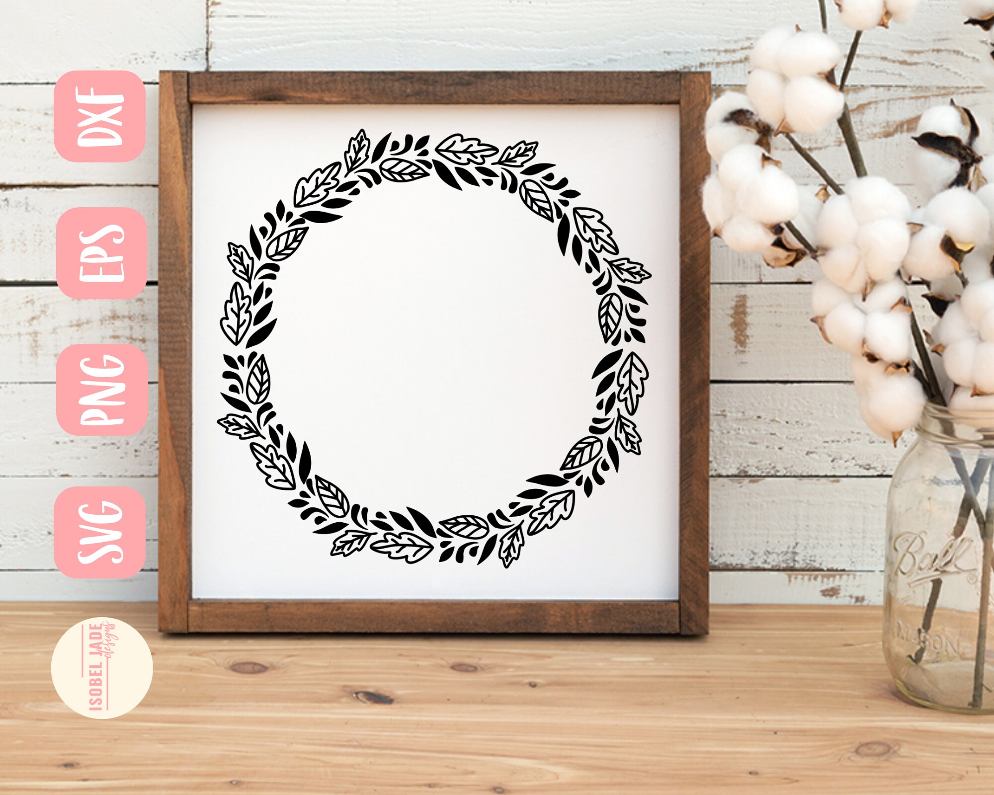 Fall leaf wreath SVG design Fall wreath SVG for Cricut | Etsy