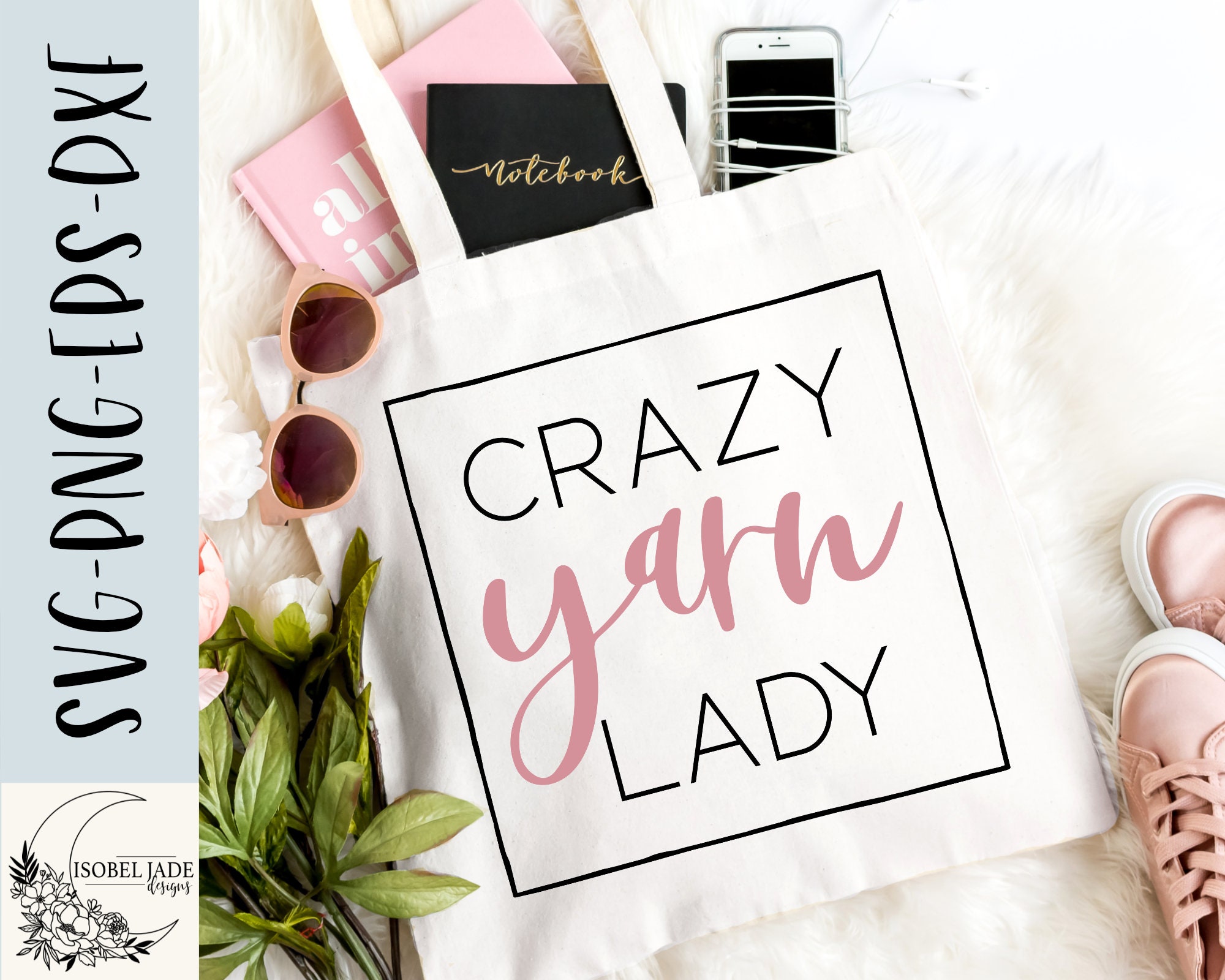 Crazy Yarn Lady SVG Yarn SVG File for Cricut Funny Crochet - Etsy