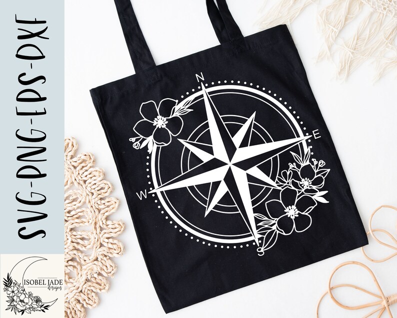 Floral Compass Svg Flowers Svg Compass Svg Travel Svg | Etsy