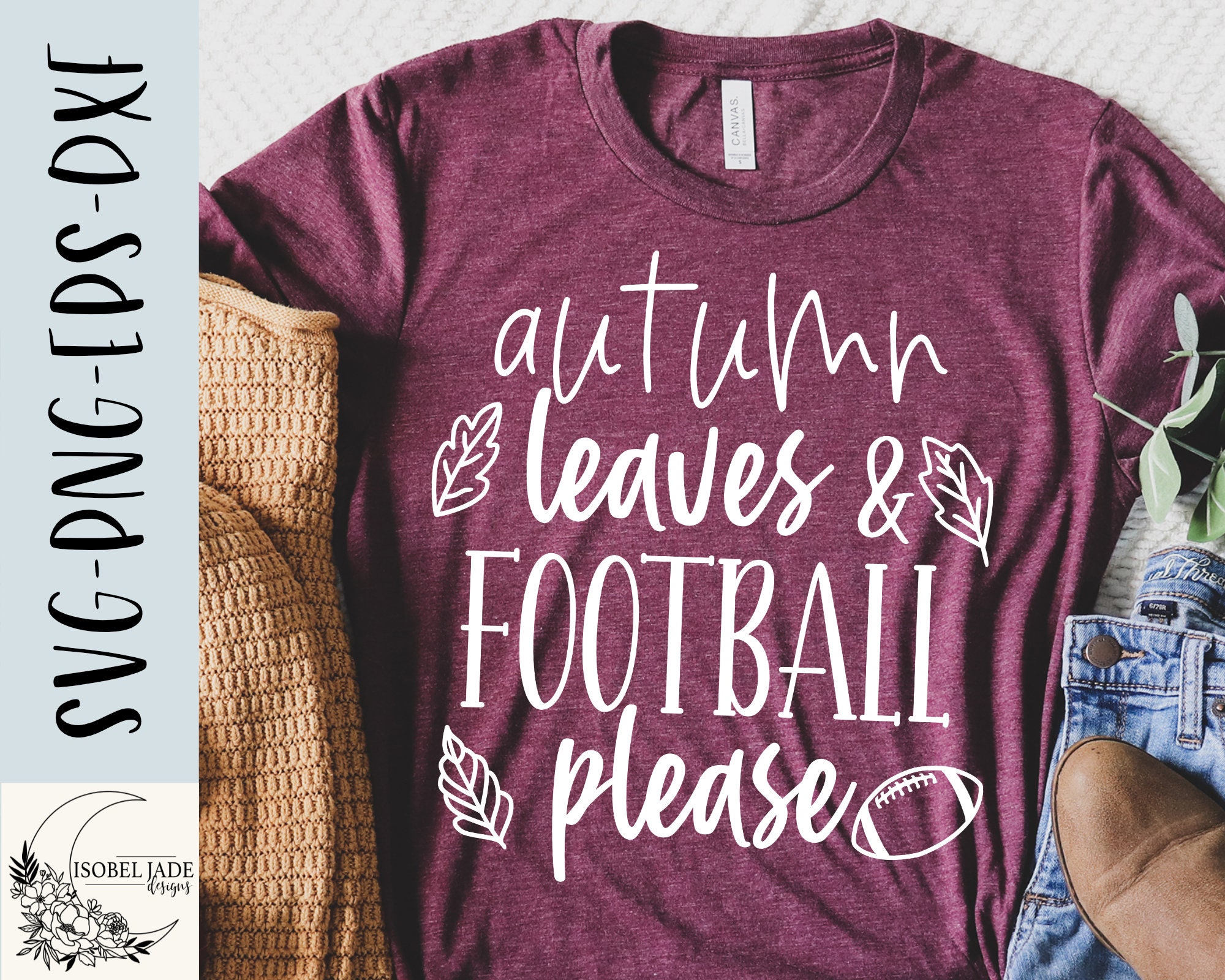 Fall and Football SVG Design Autumn Leaves and Football - Etsy