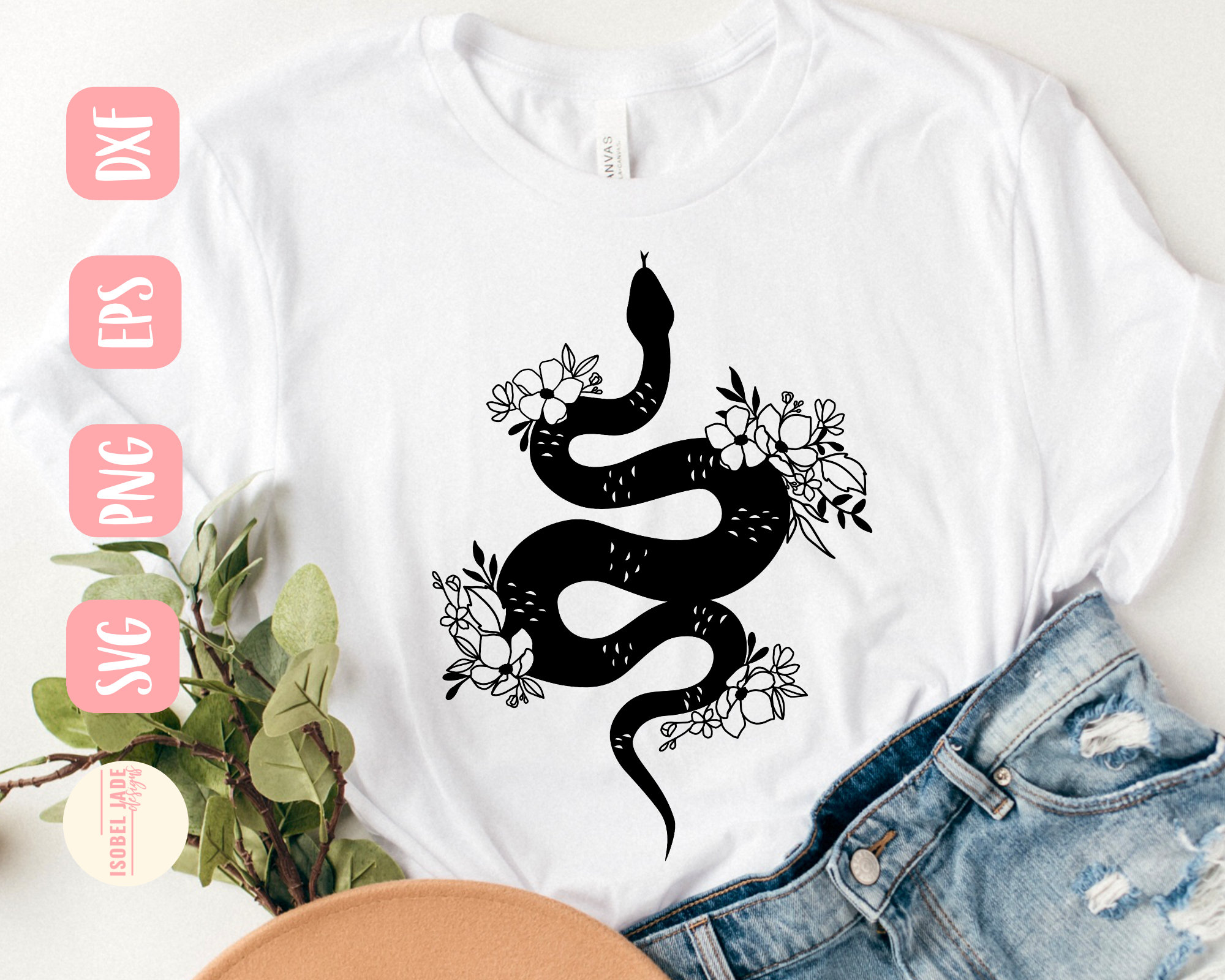 Snake SVG Design - Boho SVG File for Cricut -floral Snake SVG Digital ...