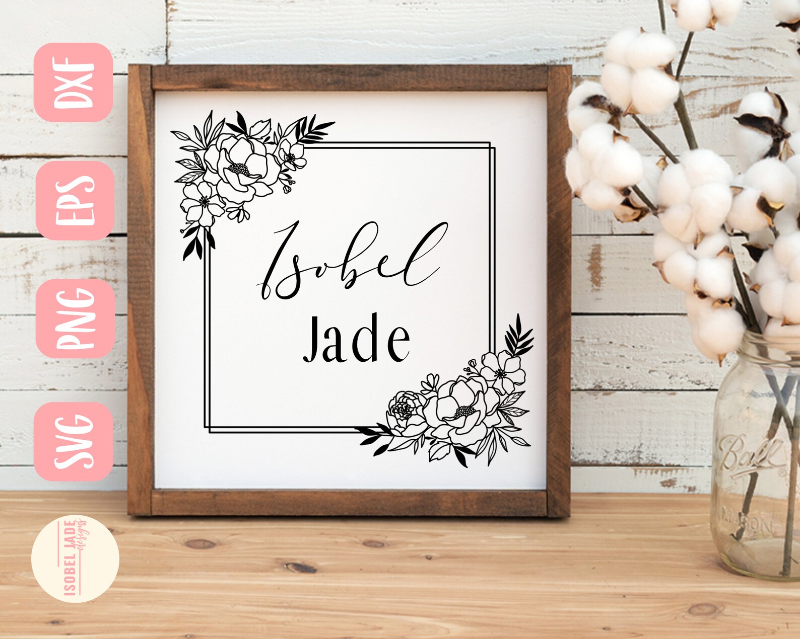 Square Flower Spray Svg Flowers Svg Floral Svg Border Svg - Etsy