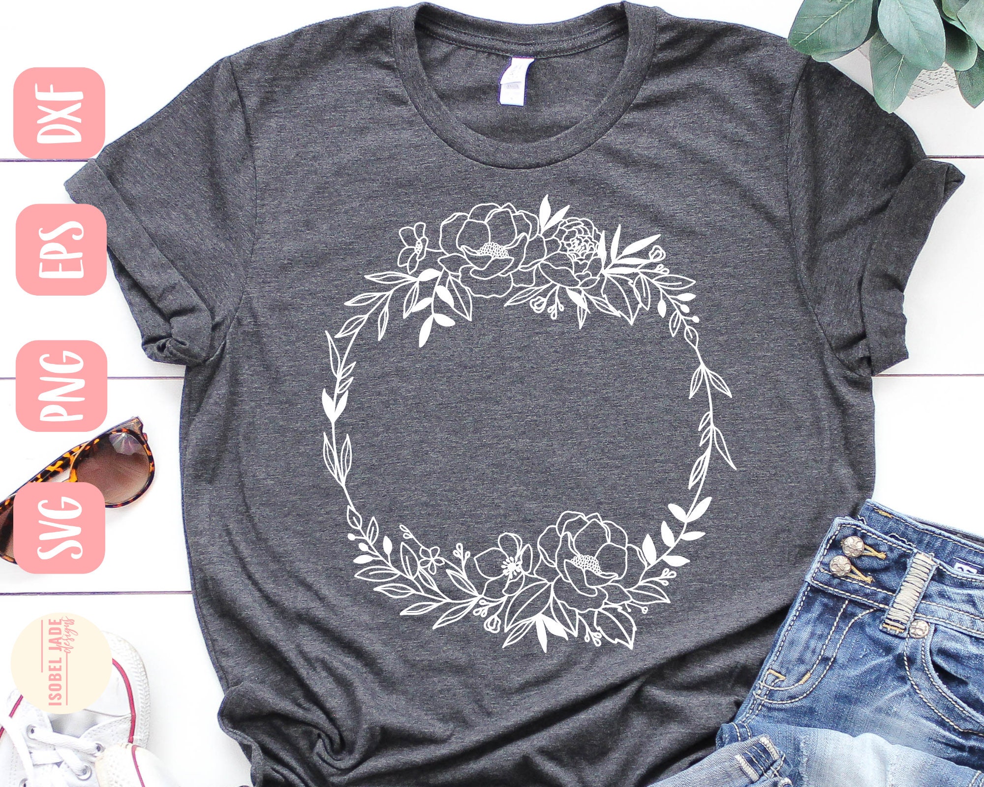 Modern Floral Wreath Svg Flower Wreath Svg Floral Svg Sign - Etsy