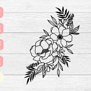 Flower Svg, Flower Spray Svg, Floral Svg, Sign Svg, Line Drawing Svg ...