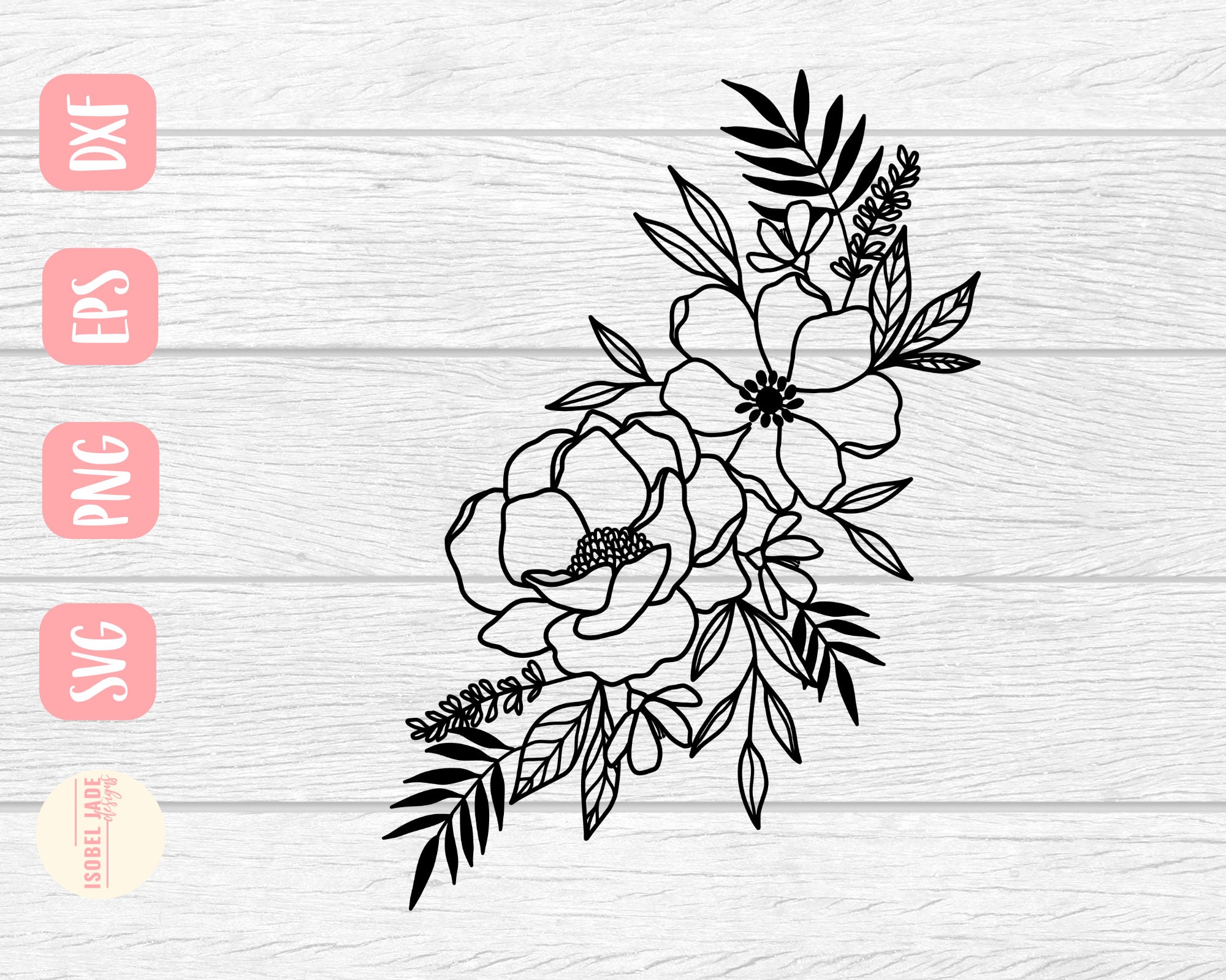Flower Svg Flower Spray Svg Floral Svg Sign Svg Line - Etsy