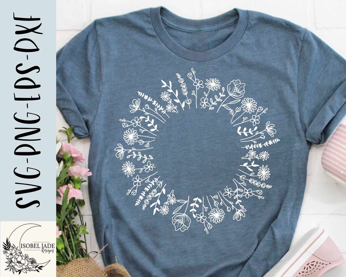 Wildflower SVG Design Wildflower Wreath SVG File for Cricut - Etsy