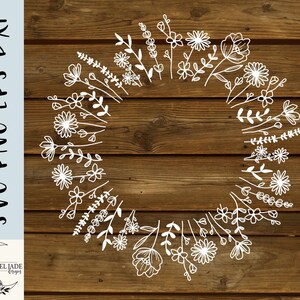 Wildflower SVG Design - Wildflower Wreath SVG File for Cricut - Flower ...